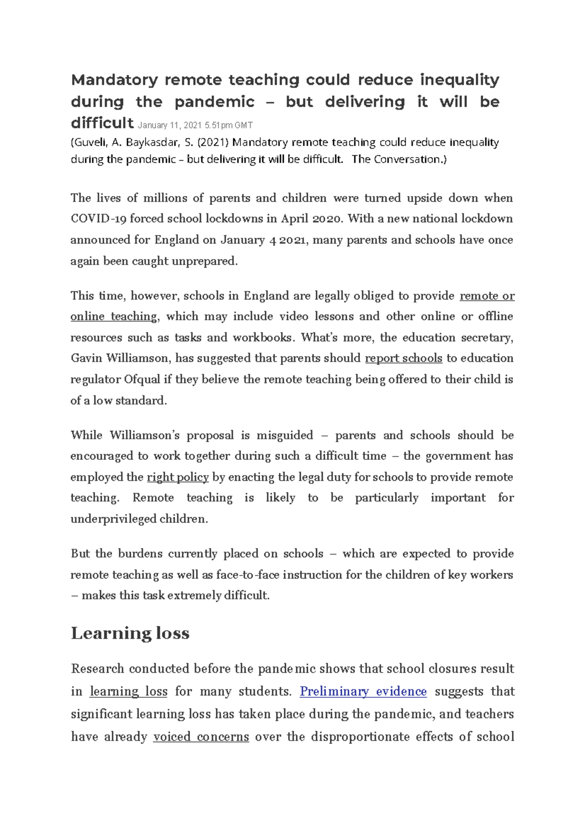 Week 2 reading - lecture notes week 2 - Mandatory remote teaching could ...