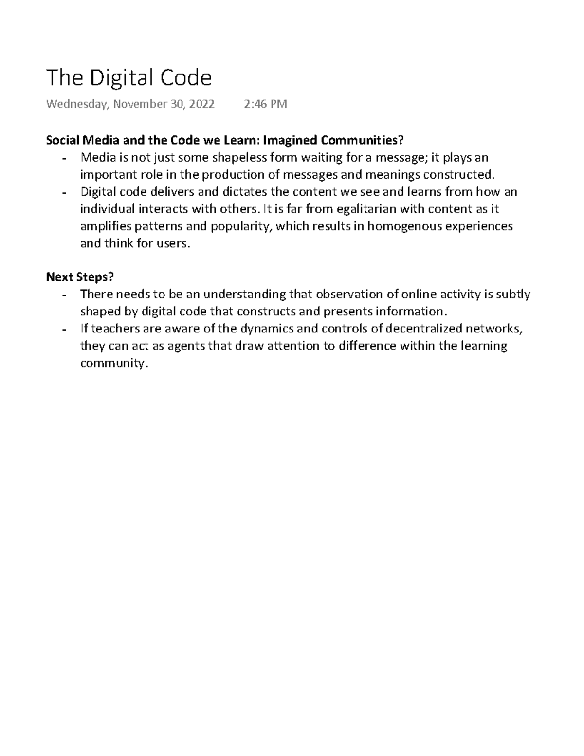 Lesson 13 Notes - Social Media and the Code we Learn: Imagined ...