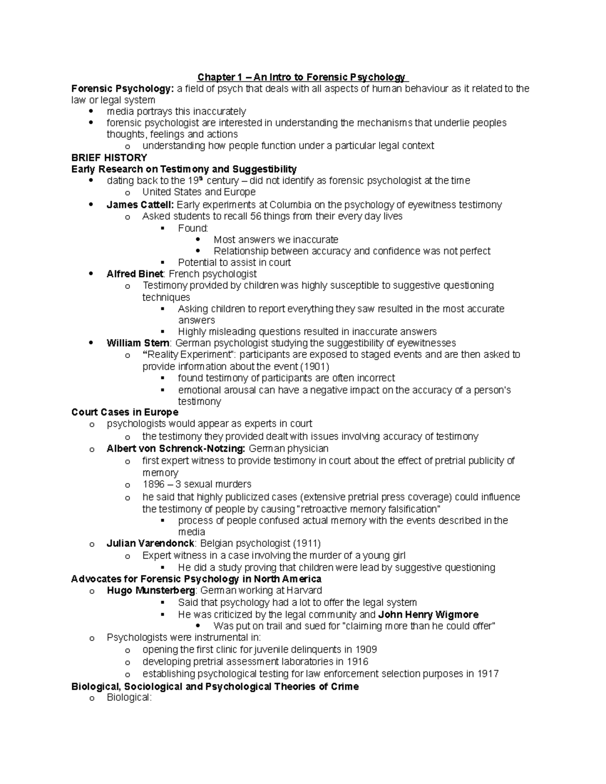 Chapter 1 – An Intro to Forensic Psychology - Chapter 1 An Intro to ...
