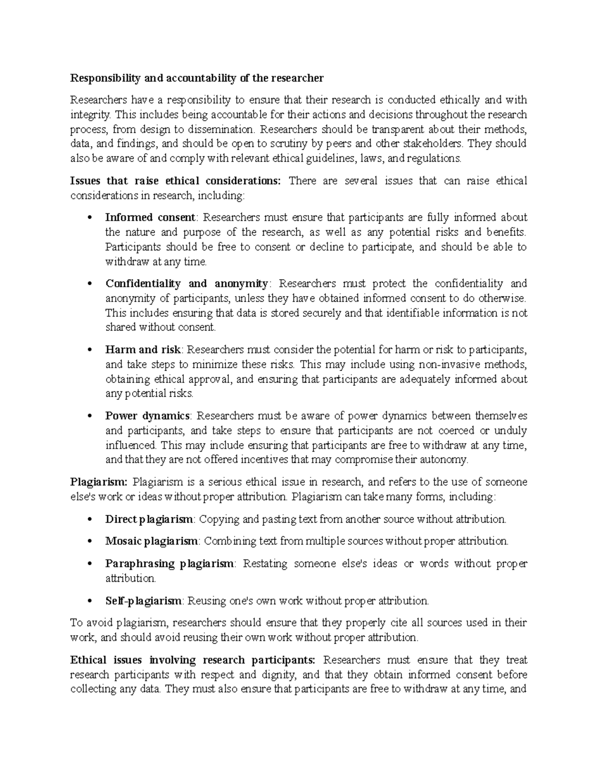 Ethics of Research - Responsibility and accountability of the ...