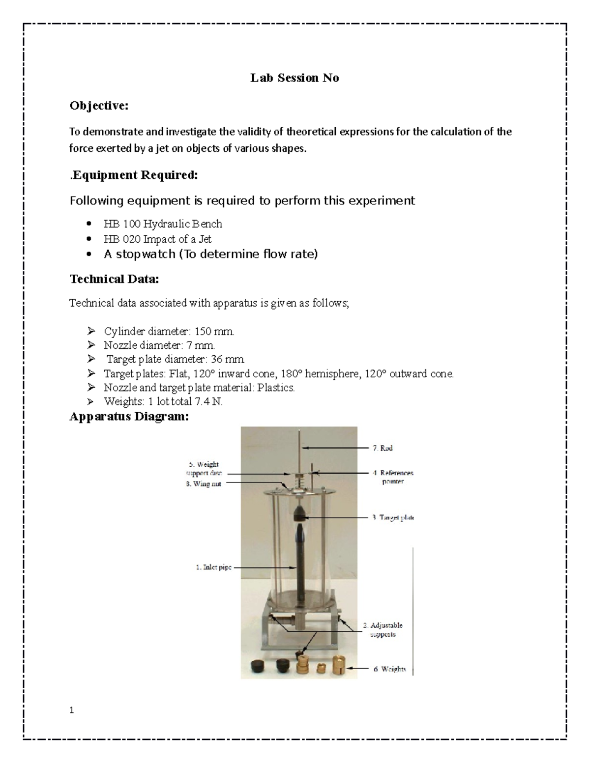 Impact of Jet - Lab - fluid mechanic - KFUEIT - Studocu