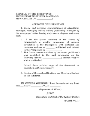 FORM 38 Affidavit OF Quitclaim AND Release - REPUBLIC OF THE ...