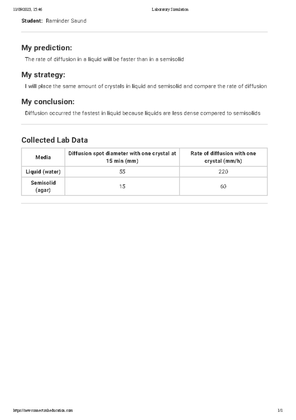 Diffusion - Effect of Density of Media on the Rate of Diffusion - 11/09 ...