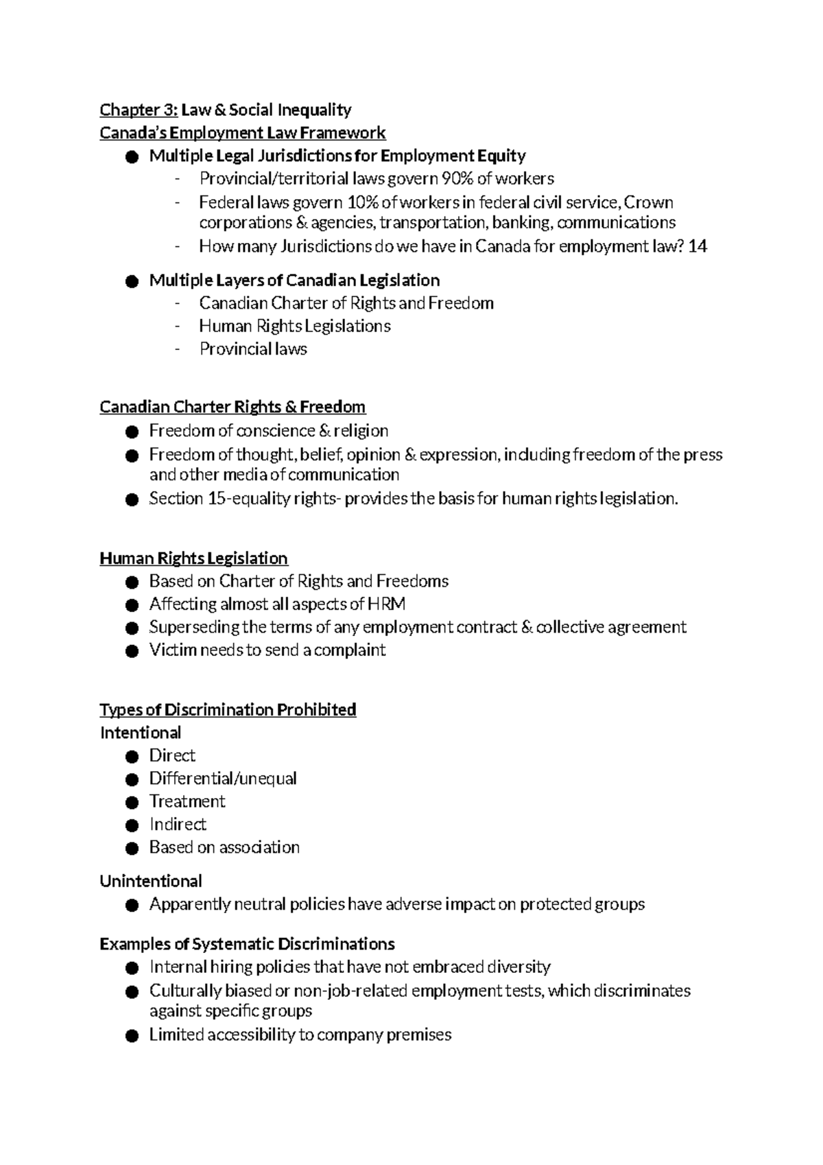 Equity 3450 - Chapter 3 - Chapter 3: Law & Social Inequality Canada’s ...