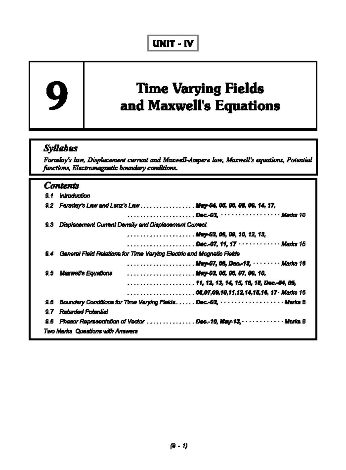 UNIT 4 - EMF notes - E dL B S d dt ####### d S B B B B B B B B E dL S t ...