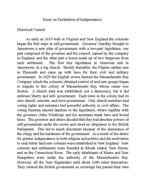 1st Essay Revised notes U.S. History Colonial to the 1800 ...