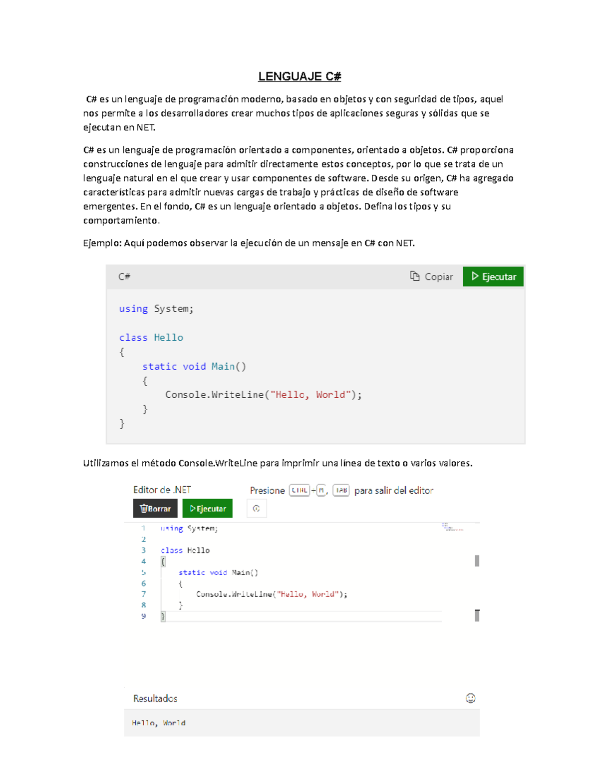 Lenguaje C# Avance - LENGUAJE C# C# es un lenguaje de programación ...