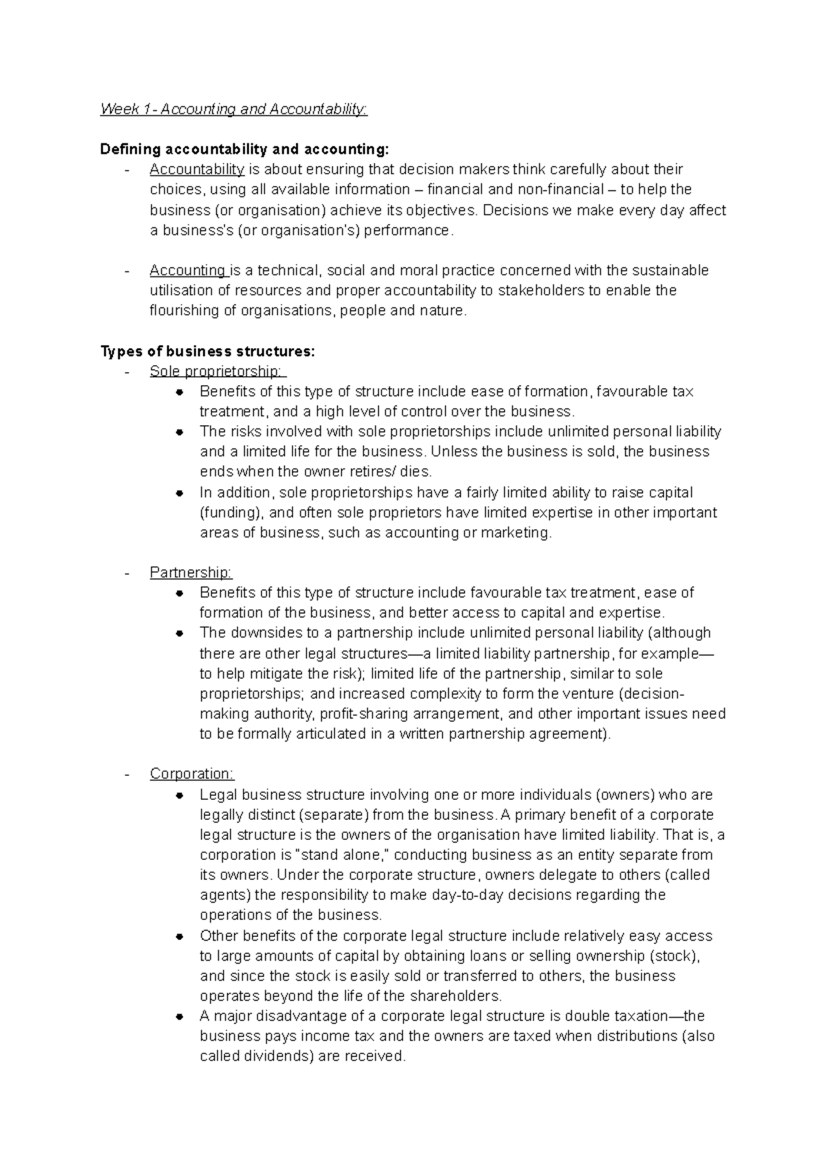 Accounting and Accountability - Week 1- Accounting and Accountability ...