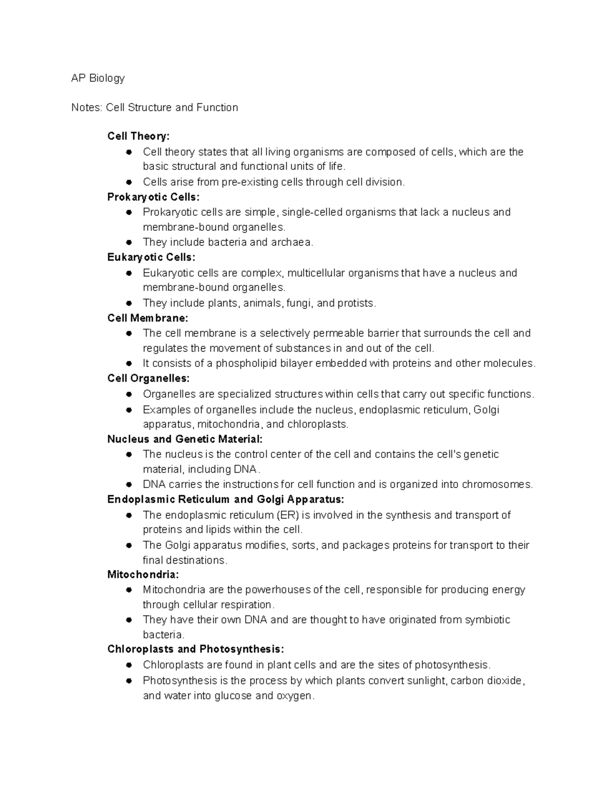 AP Biology Cell Structure And Function AP Biology Notes Cell ap-biology-cell-structure-and-function-ap-biology-notes-cell