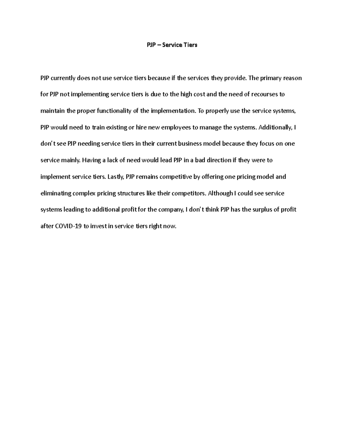 PJP - Service Tiers - ADM3322 - uOttawa - Studocu