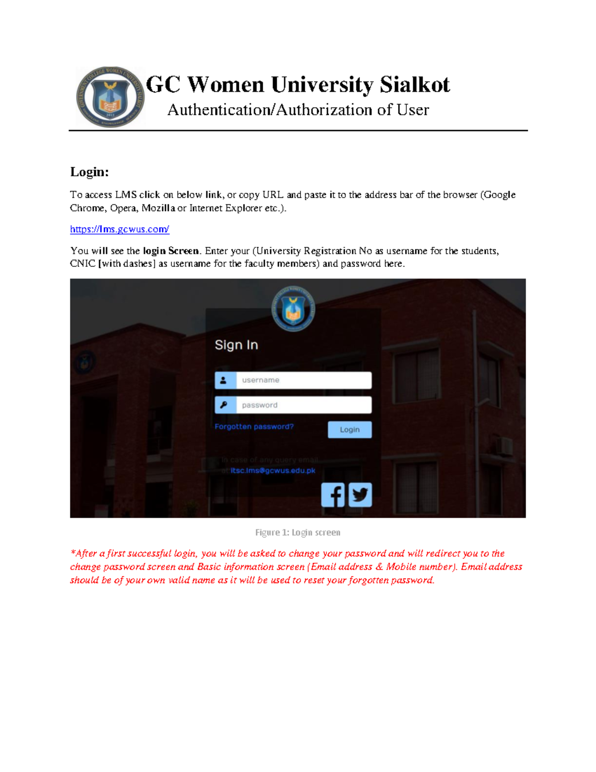 How to login lms on gcwus? - GC Women University Sialkot Authentication ...