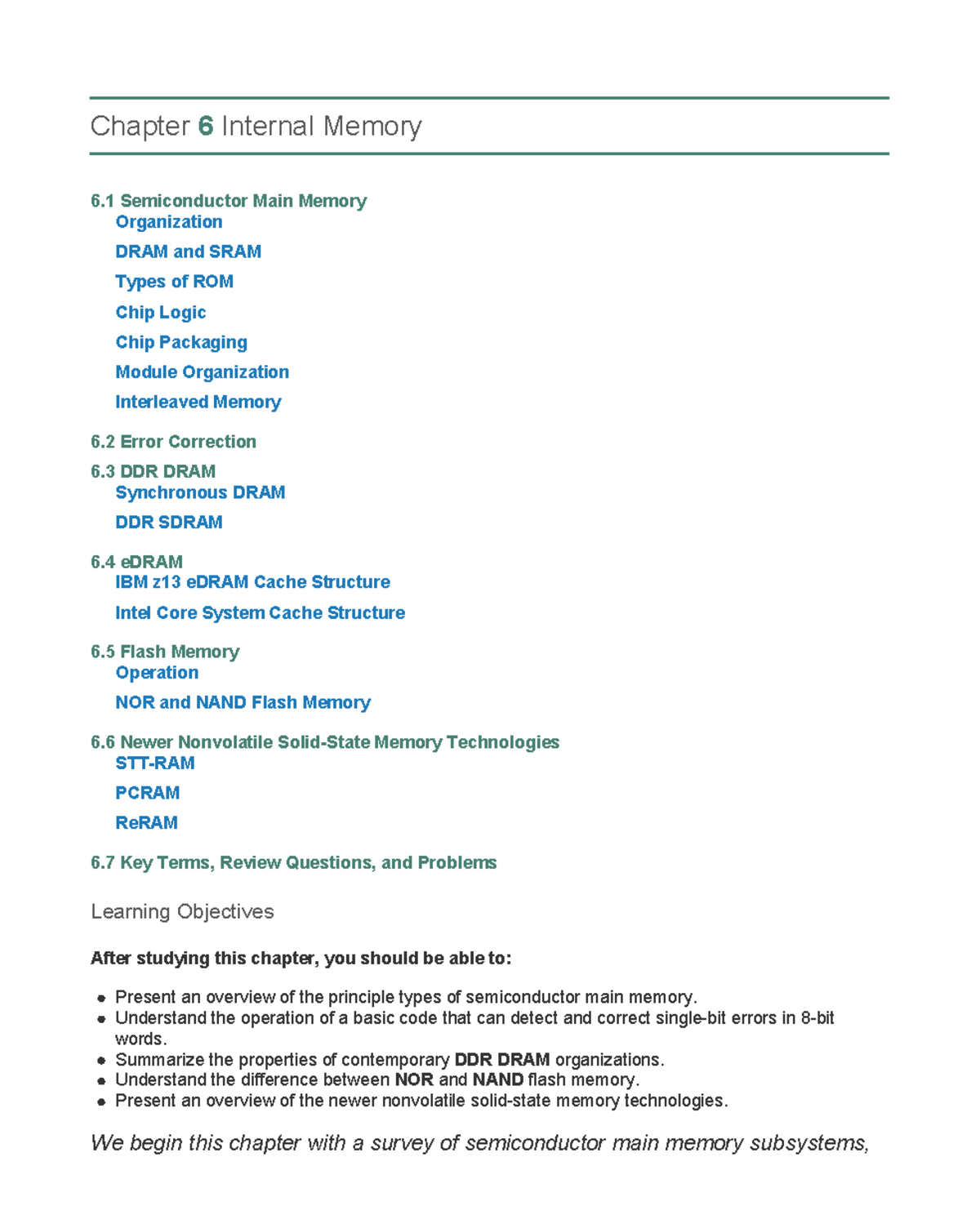 Chapter VI - Internal Memory - Chapter 6 Internal Memory 6 Key Terms ...
