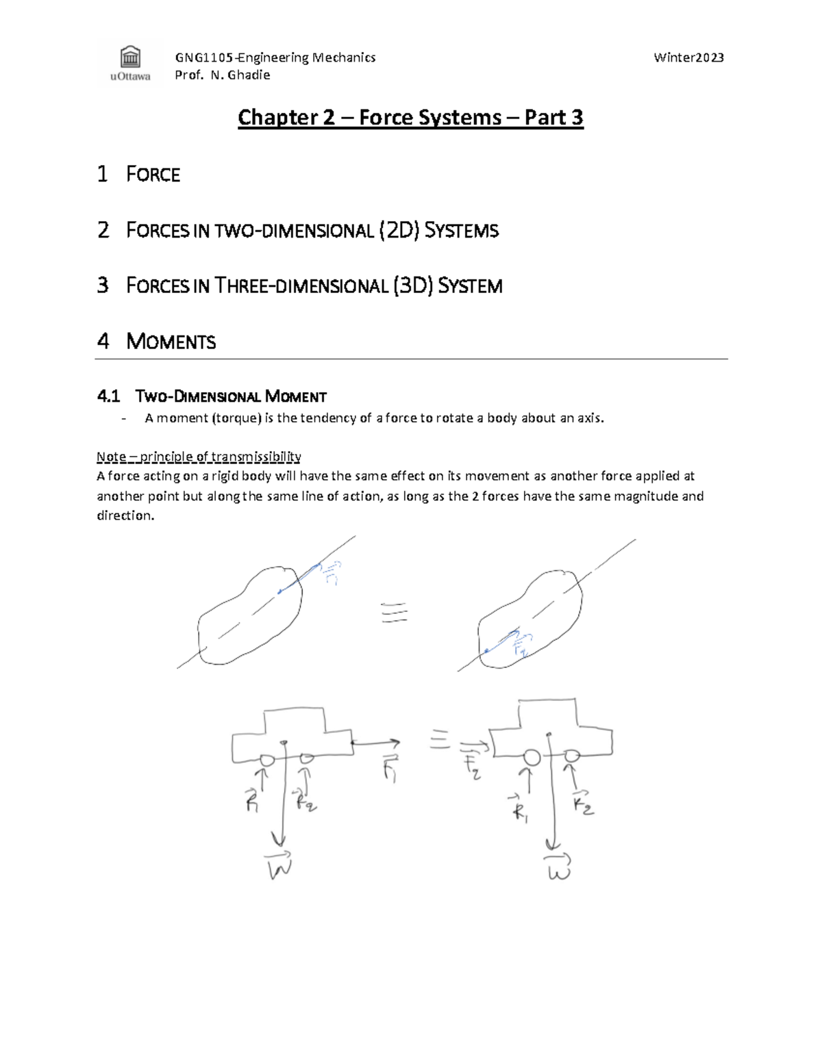 Chapter 2 - Force Systems - Part 3 - Prof. N. Ghadie Chapter 2 – Force Systems – Part 3 1 FORCE ...