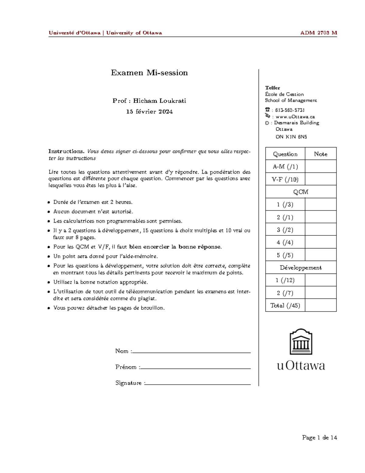 Mi-session - mid session - Universt ́e d’Ottawa | University of Ottawa ...