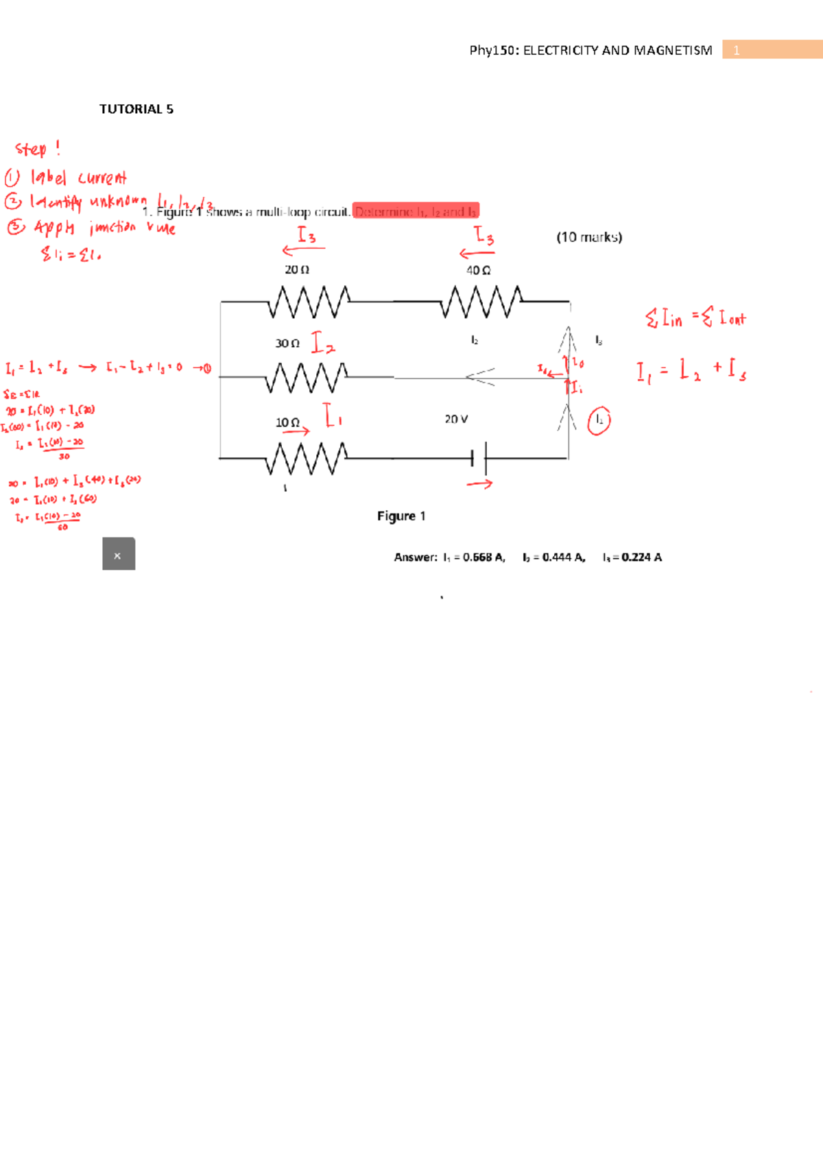 Tutorial 5 240119 164935 - Electric and Magnetism - Phy150: ELECTRICITY AND MAGNETISM TUTORIAL ...
