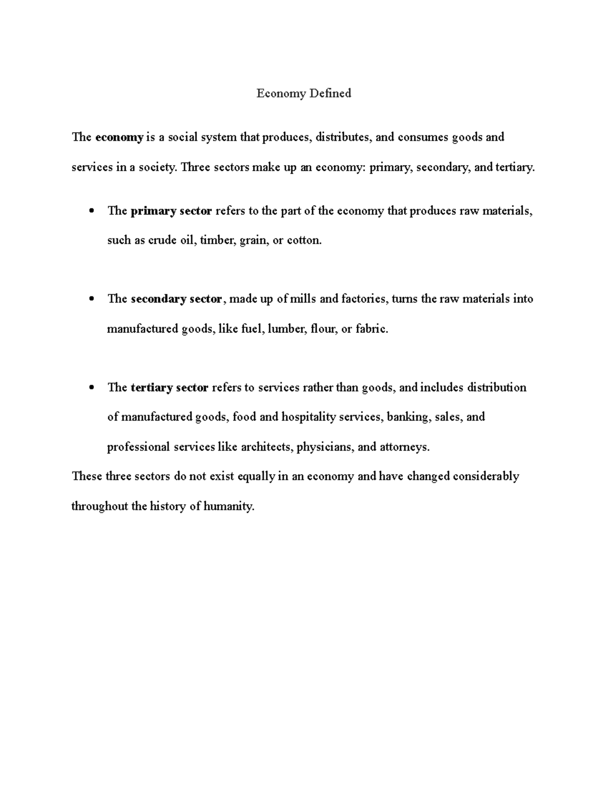 Economy Defined - Political Science Lecture Notes - Economy Defined The ...