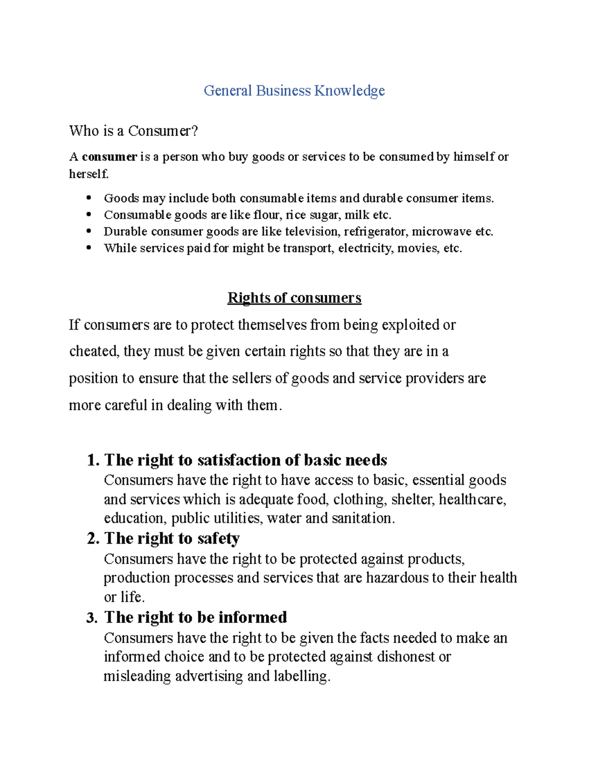 General Business Knowledge - Goods may include both consumable items ...