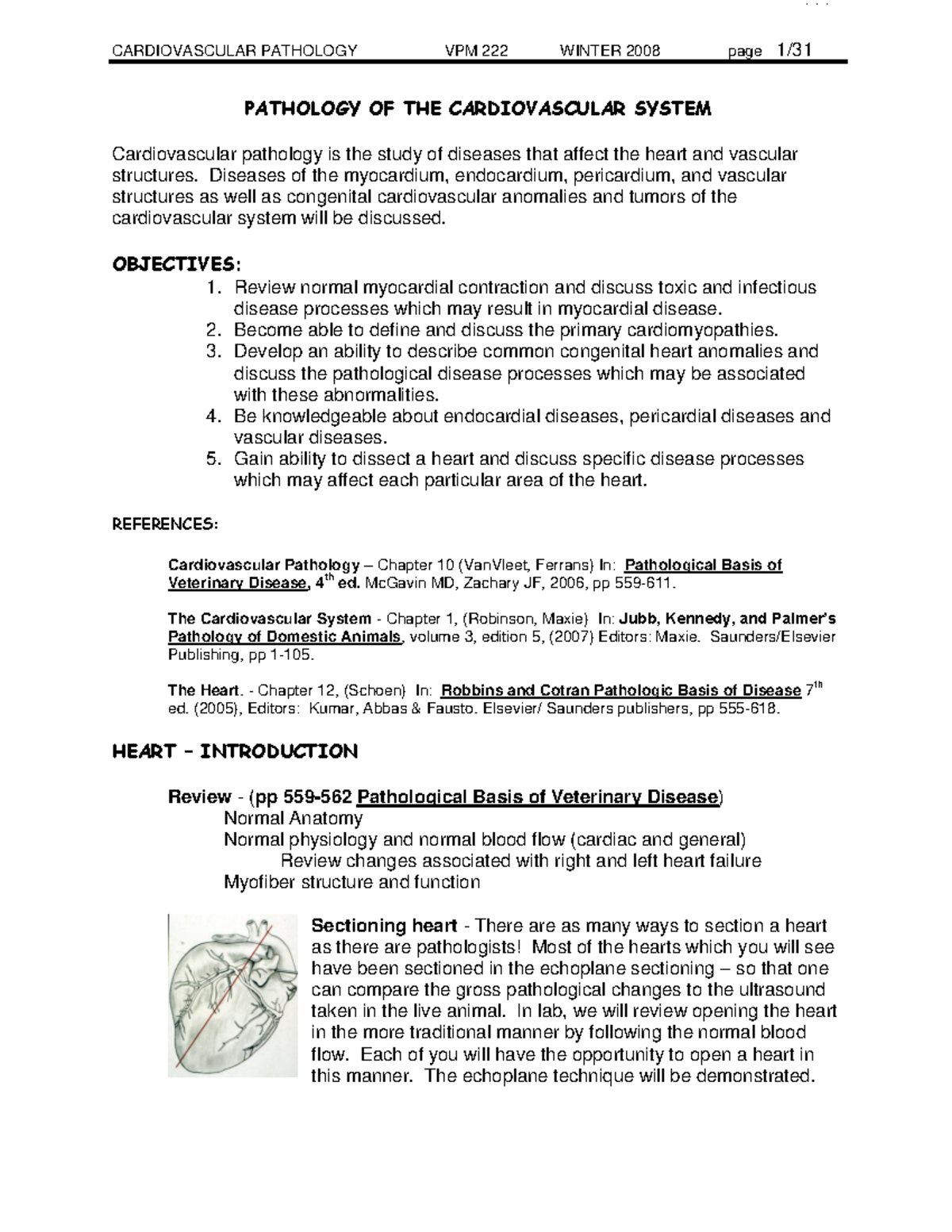 Cardiovascular lecture notes baghdad - CARDIOVASCULAR PATHOLOGY VPM 222 ...