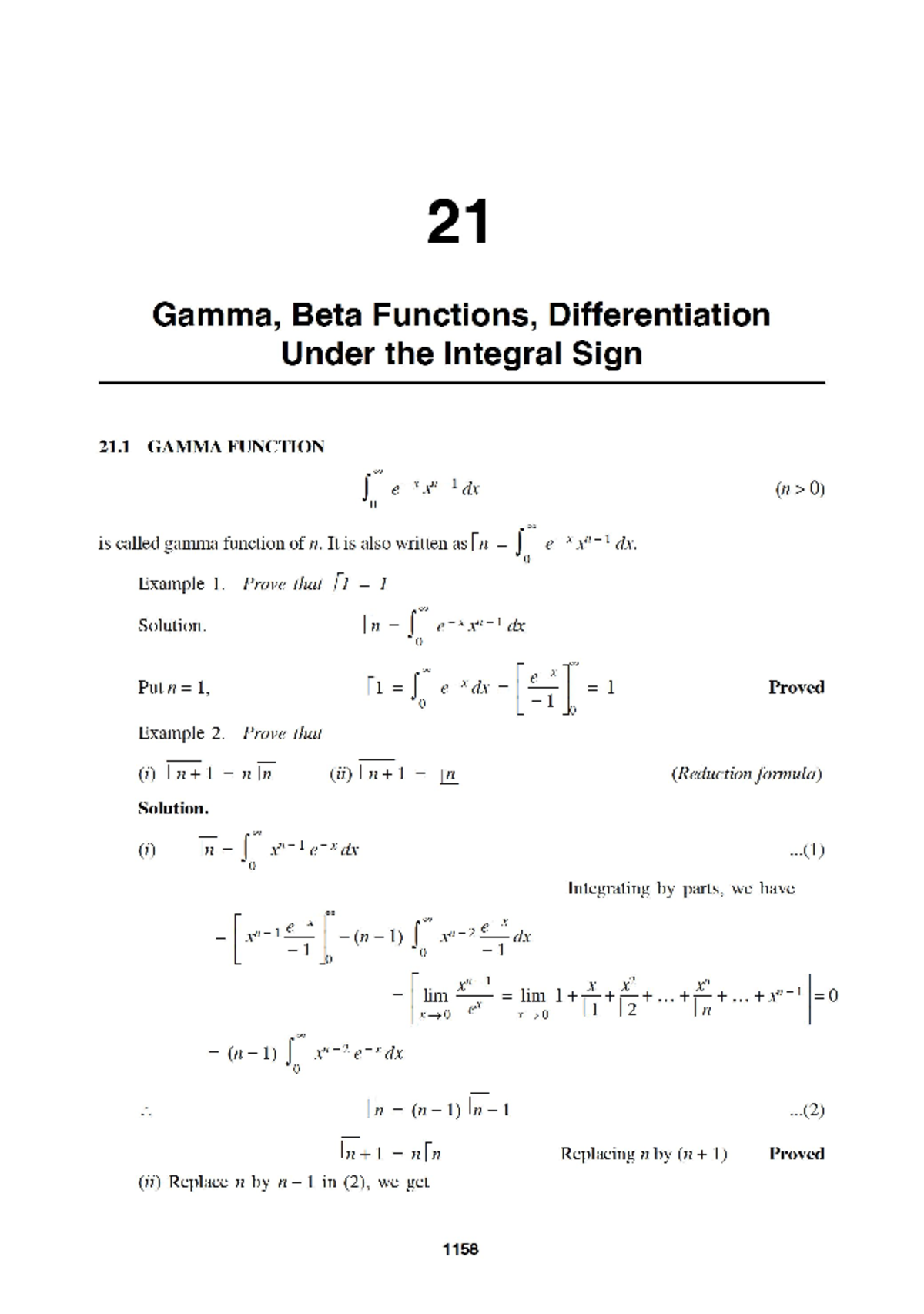 5 gamma beta - 21 Gamma, Beta Functions, Differentiation Under the Integral Sign 21 GAMMA ...