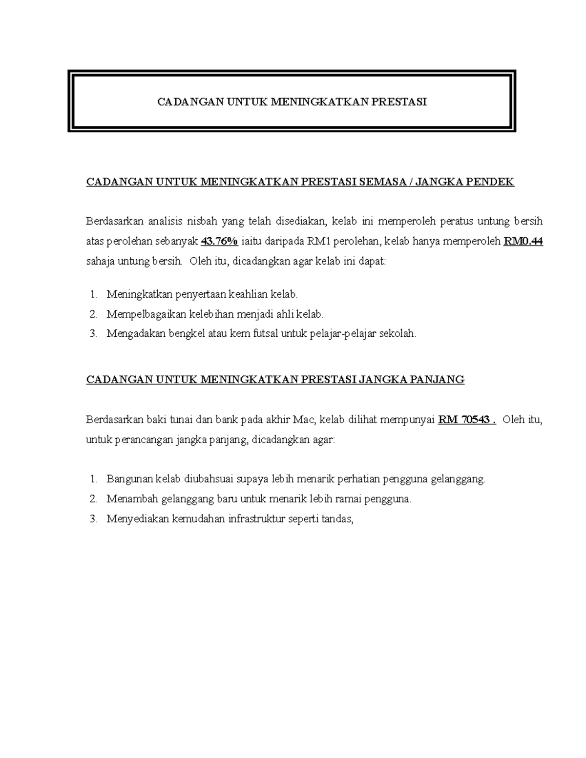 Cadangan dan rumusan - Sample short essay for summary - CADANGAN UNTUK ...