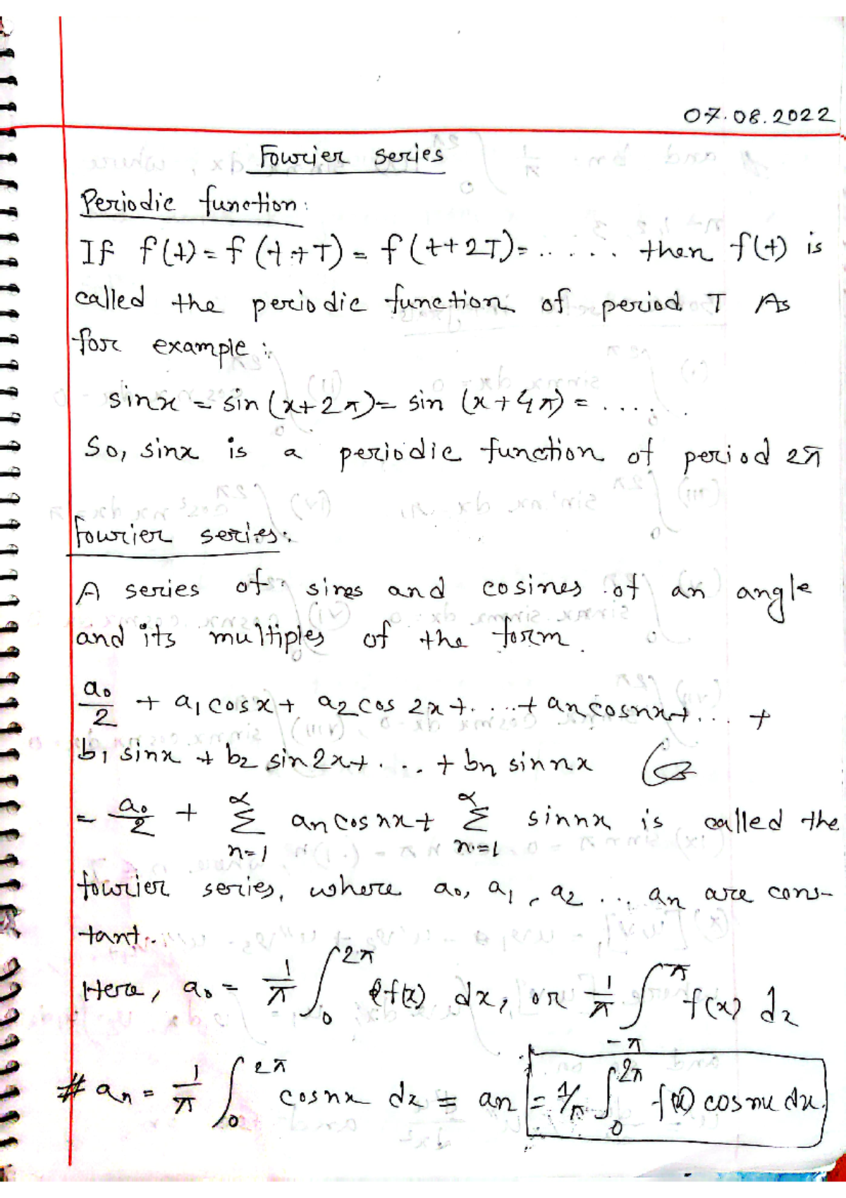 Fourier Series Lecture Notes - Mathematics-1 - Studocu
