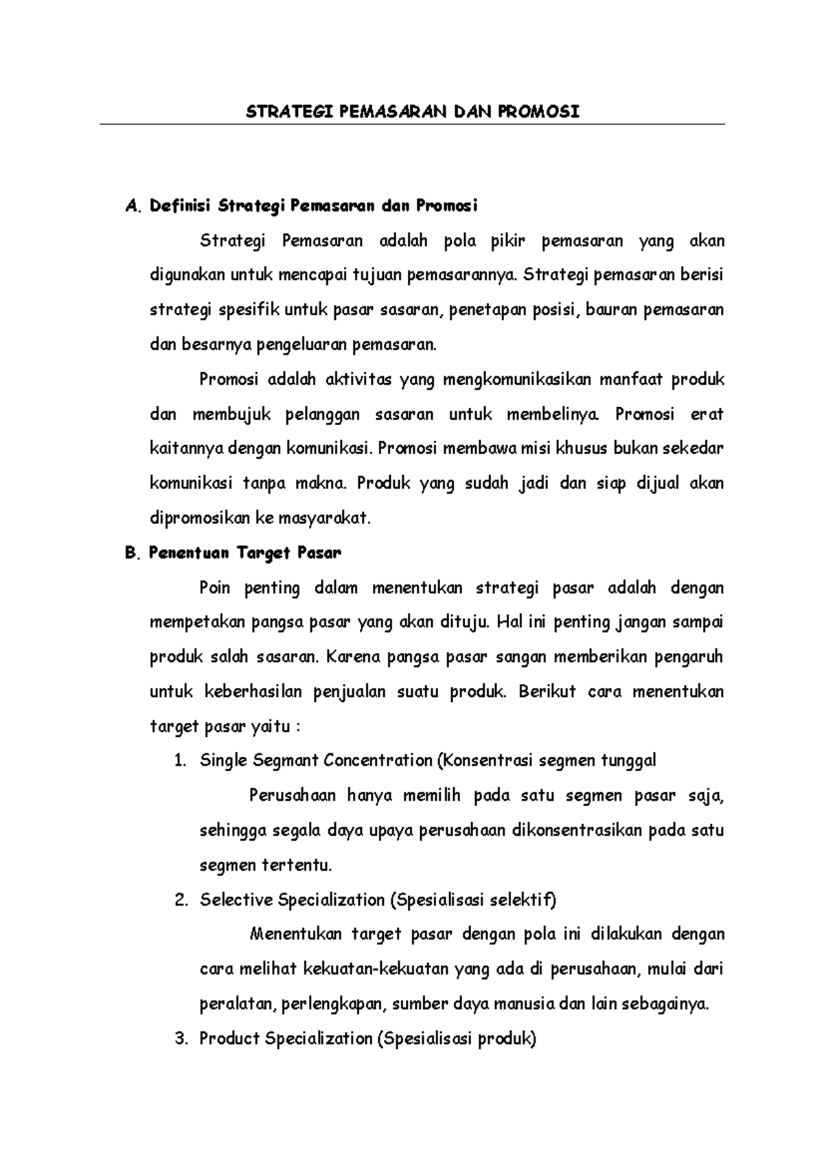 Strategi Pemasaran Dan Promosi - STRATEGI PEMASARAN DAN PROMOSI A ...
