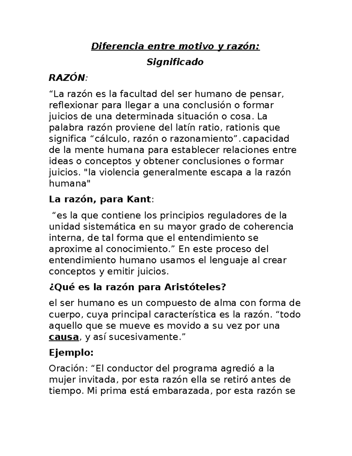 Diferencia entre motivo y razón - Diferencia entre motivo y razón ...
