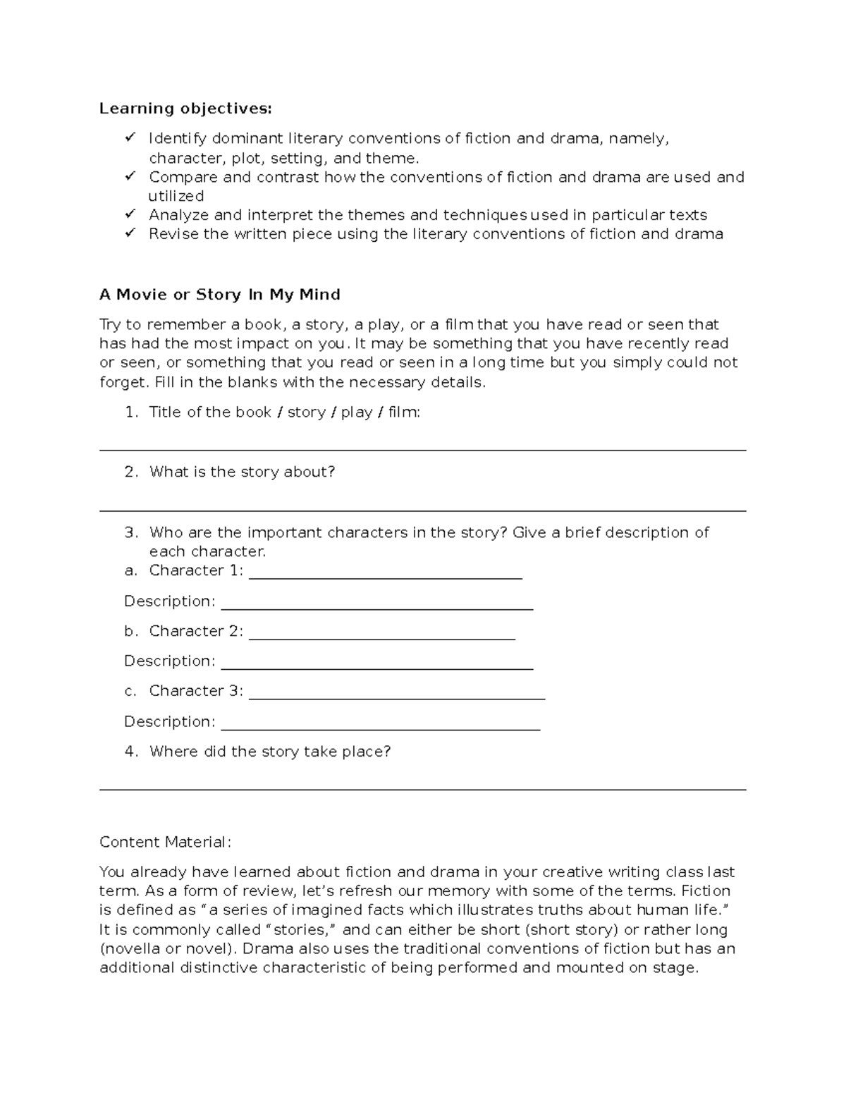 Lesson 1 Nonfic - Copy - Notes for lectures - Learning objectives ...