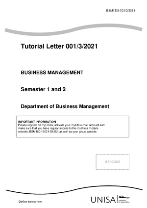 101 2021 3 b - Tutorial Letter - BSM1501 - Unisa - Studocu
