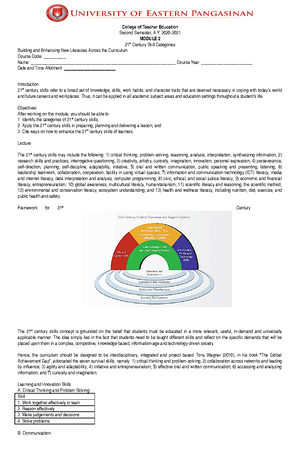 Module 1 - Lecture notes 1 - College of Teacher Education Second ...