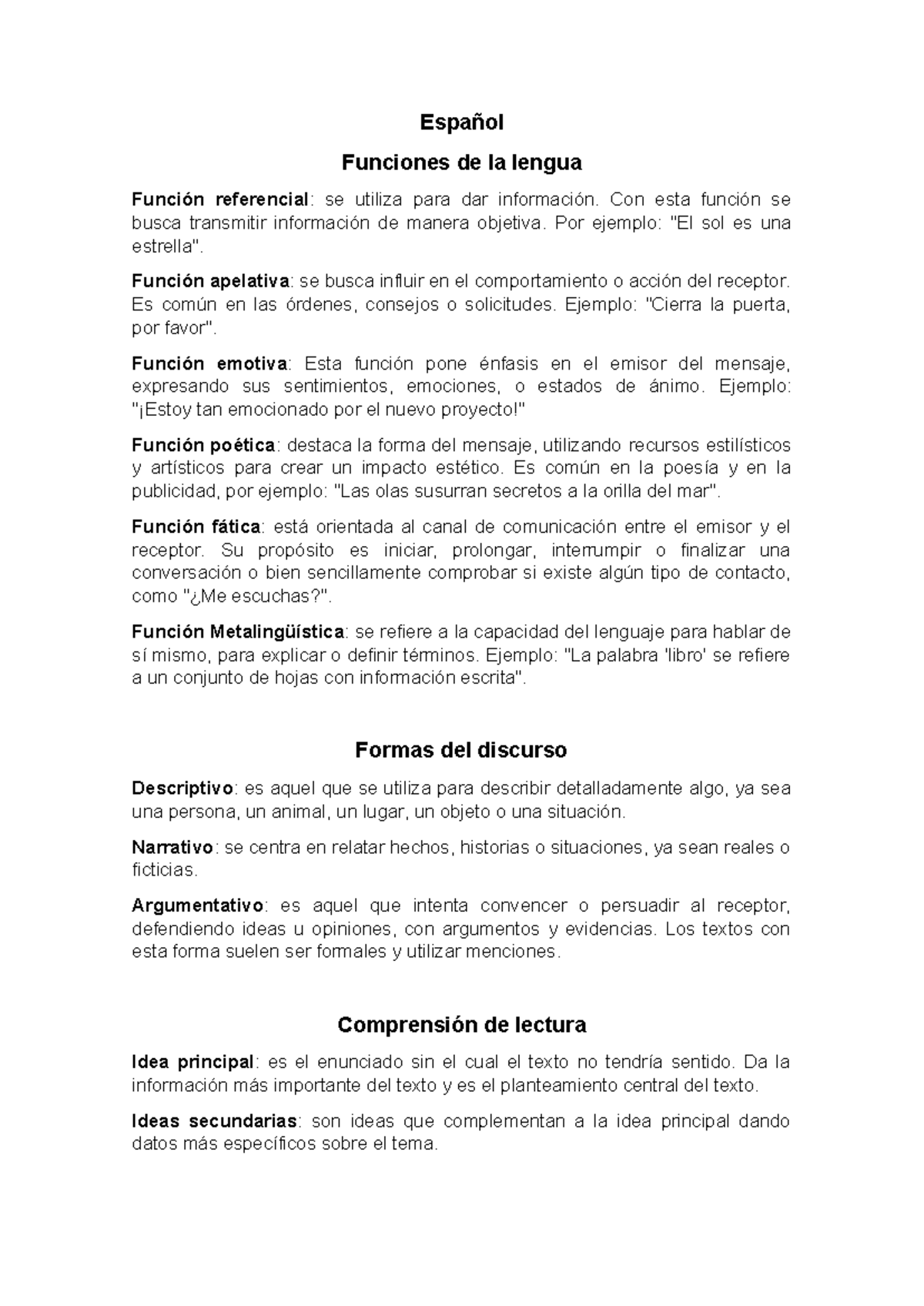 Español - fghfghfgh - Español Funciones de la lengua Función ...