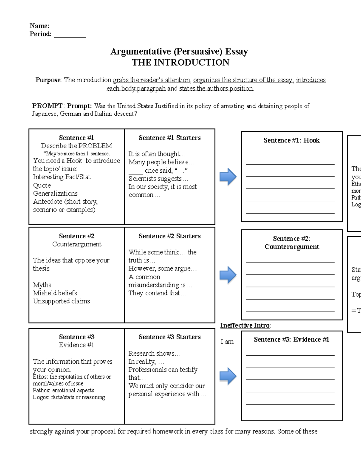 Argumentative persuasive essay worksheet - Period ...