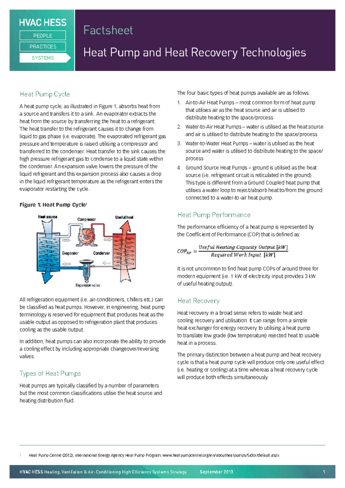 Hvac factsheet heat pump tech - PEOPLE PRACTICES SYSTEMS HVAC HESS ...