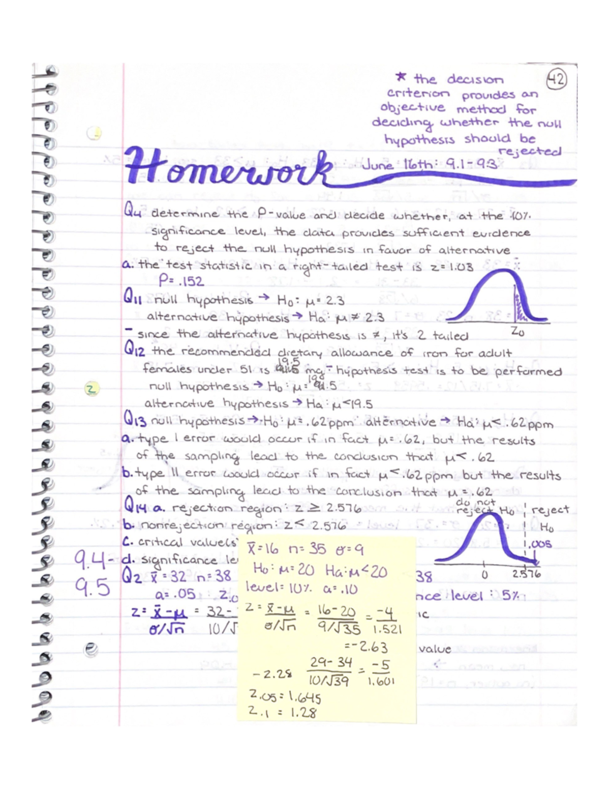 Chapter Nine Homework - stat152 - Studocu