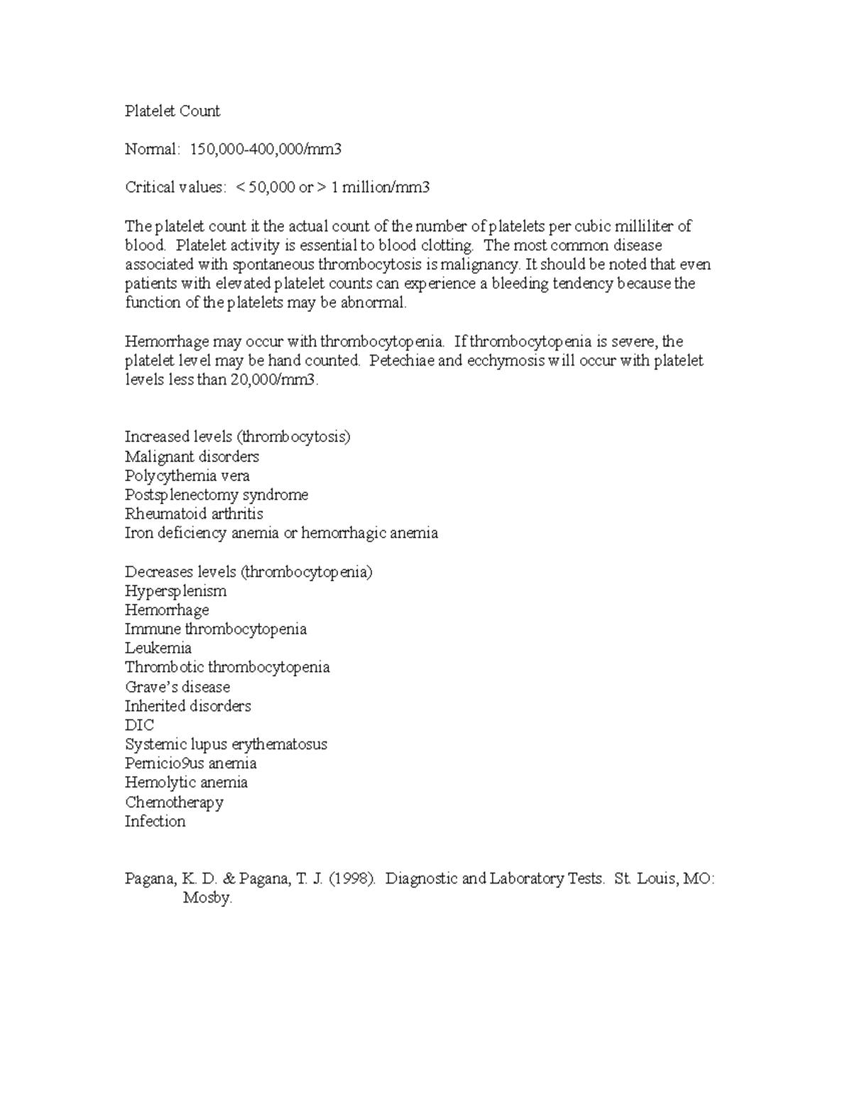 Platelet Count - notes - Platelet Count Normal: 150,000-400,000/mm ...
