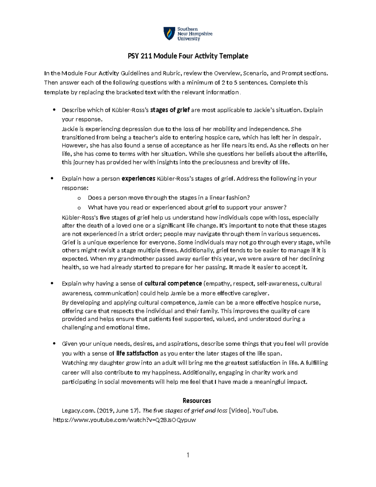 PSY 211 module 4 - PSY 211 Module Four Activity Template In the Module ...
