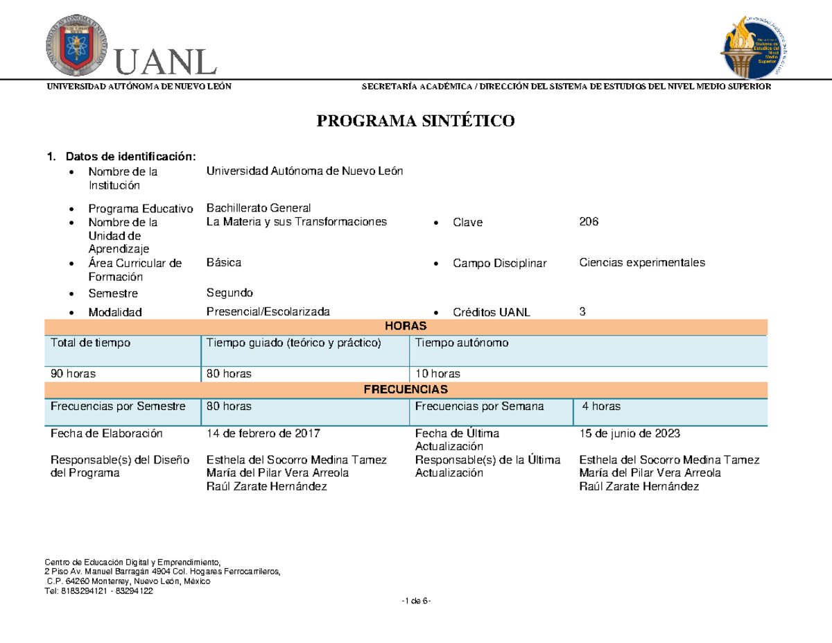 Programa Sintético LMy T - PROGRAMA SINTÉTICO Centro de Educación ...