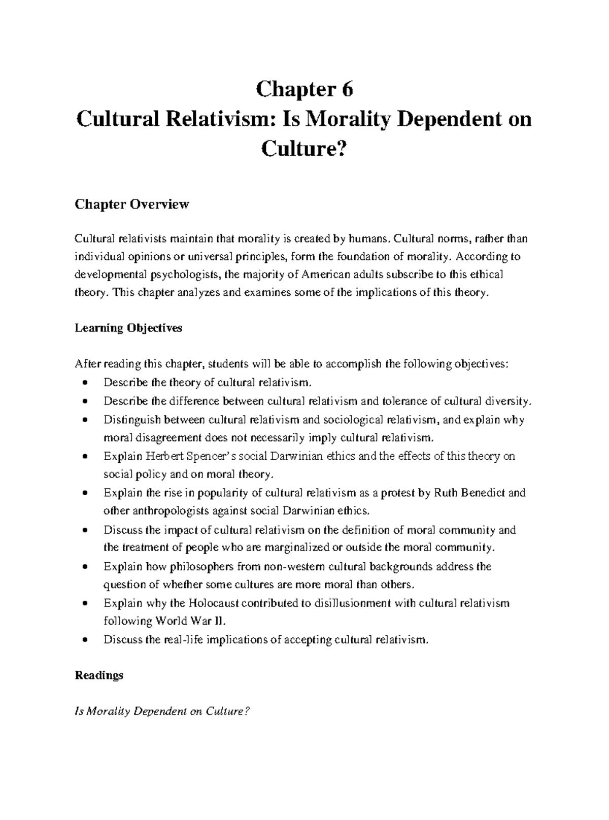 Chapter 6 Cultural Relativism Is Morality Dependent on Culture ...
