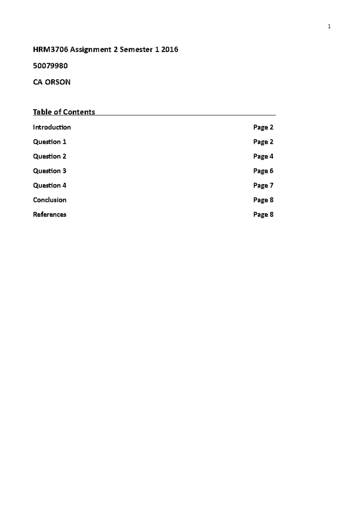 HRM - Assignment - Example - CA ORSON HRM3706 Assignment 2 Semester ...