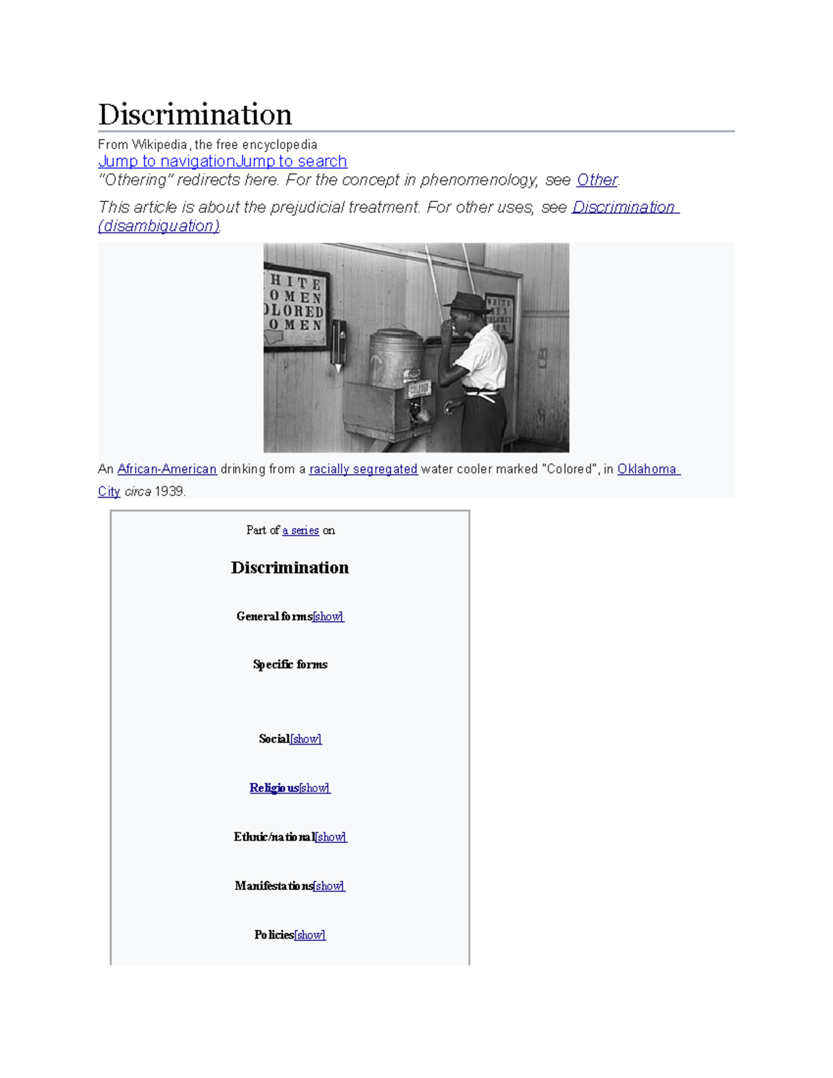 Discrimination - HELPFUL - Discrimination From Wikipedia, the free ...