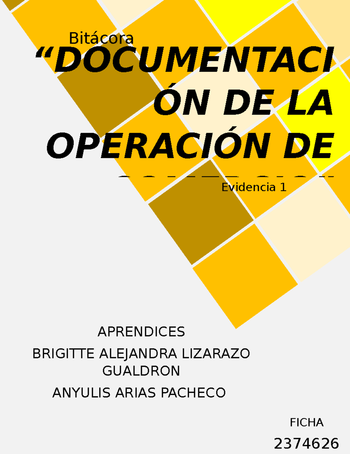 Evidencia 10 - RESUMEN - Bitácora “DOCUMENTACI ÓN DE LA OPERACIÓN DE ...
