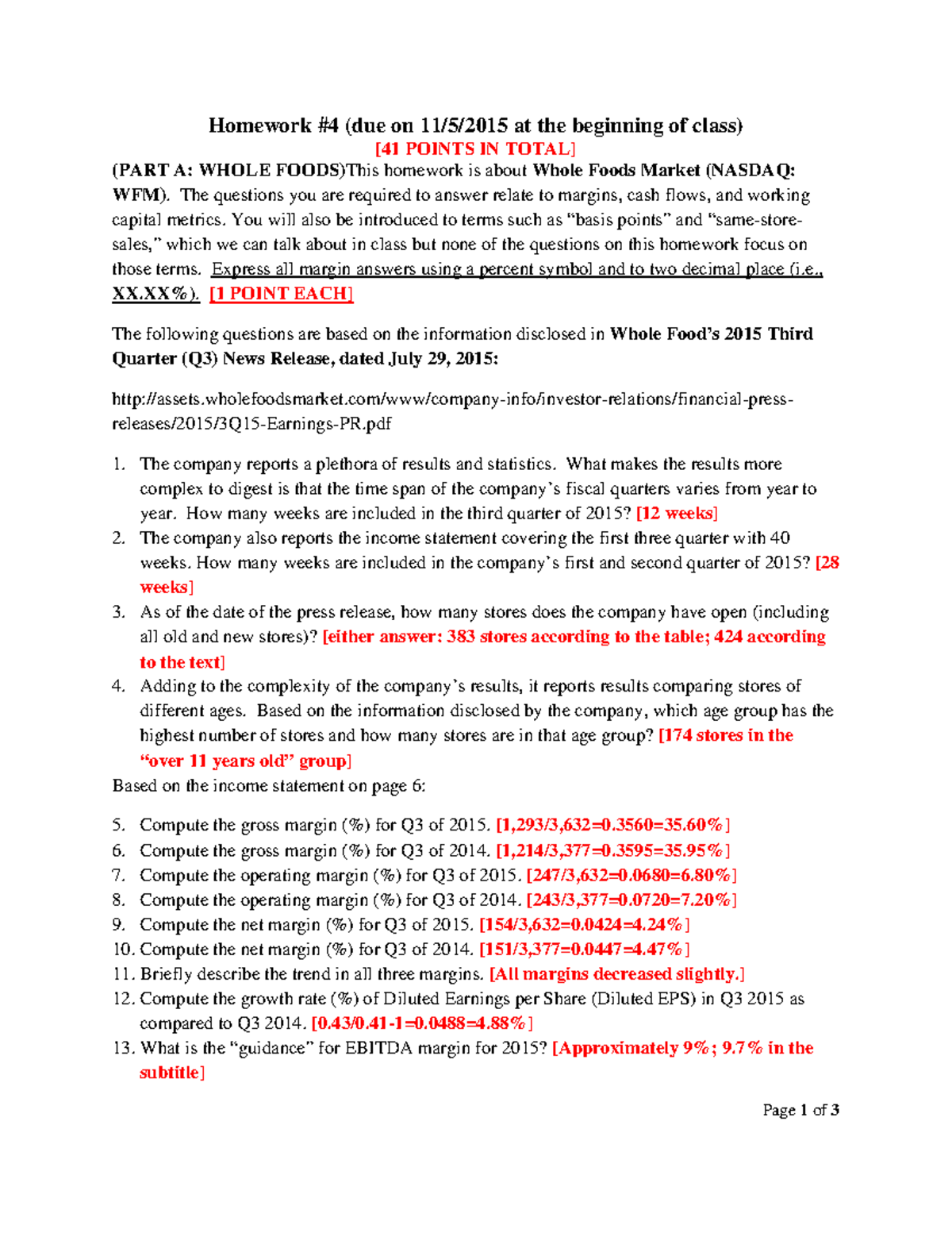 Homework 4 WFM LIAB Ans Key - Page 1 of 3 Homework #4 (due on 11/5/2015 at the beginning of ...