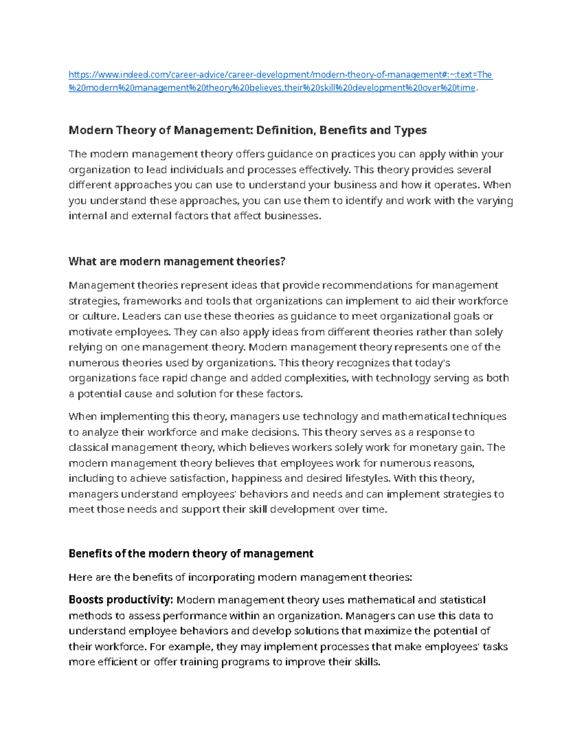 Compilation of Modern Management Theory - - Studocu