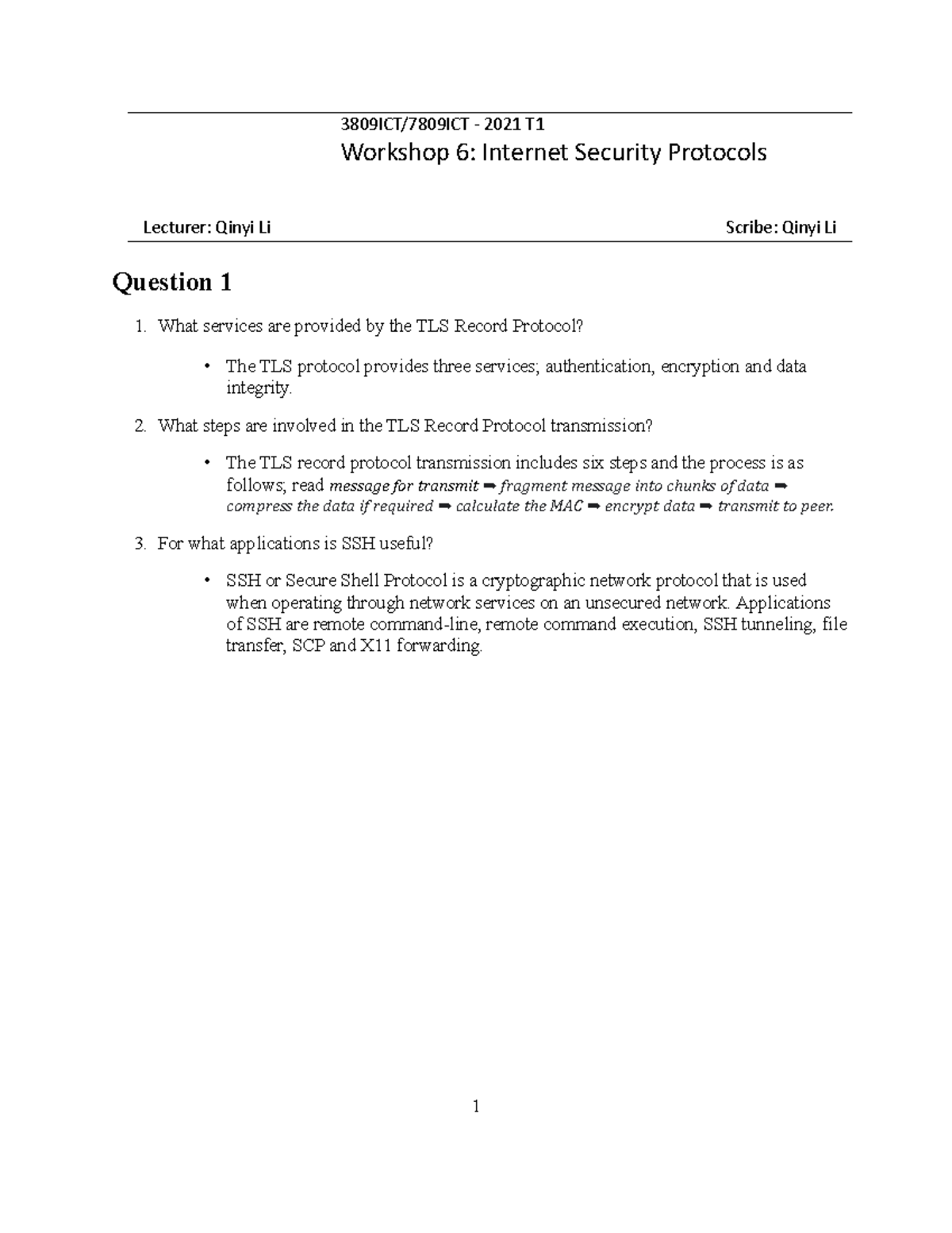Applied Network Security - Workshop 6 2021 Term 1 - 1 3809ICT/7809ICT ...