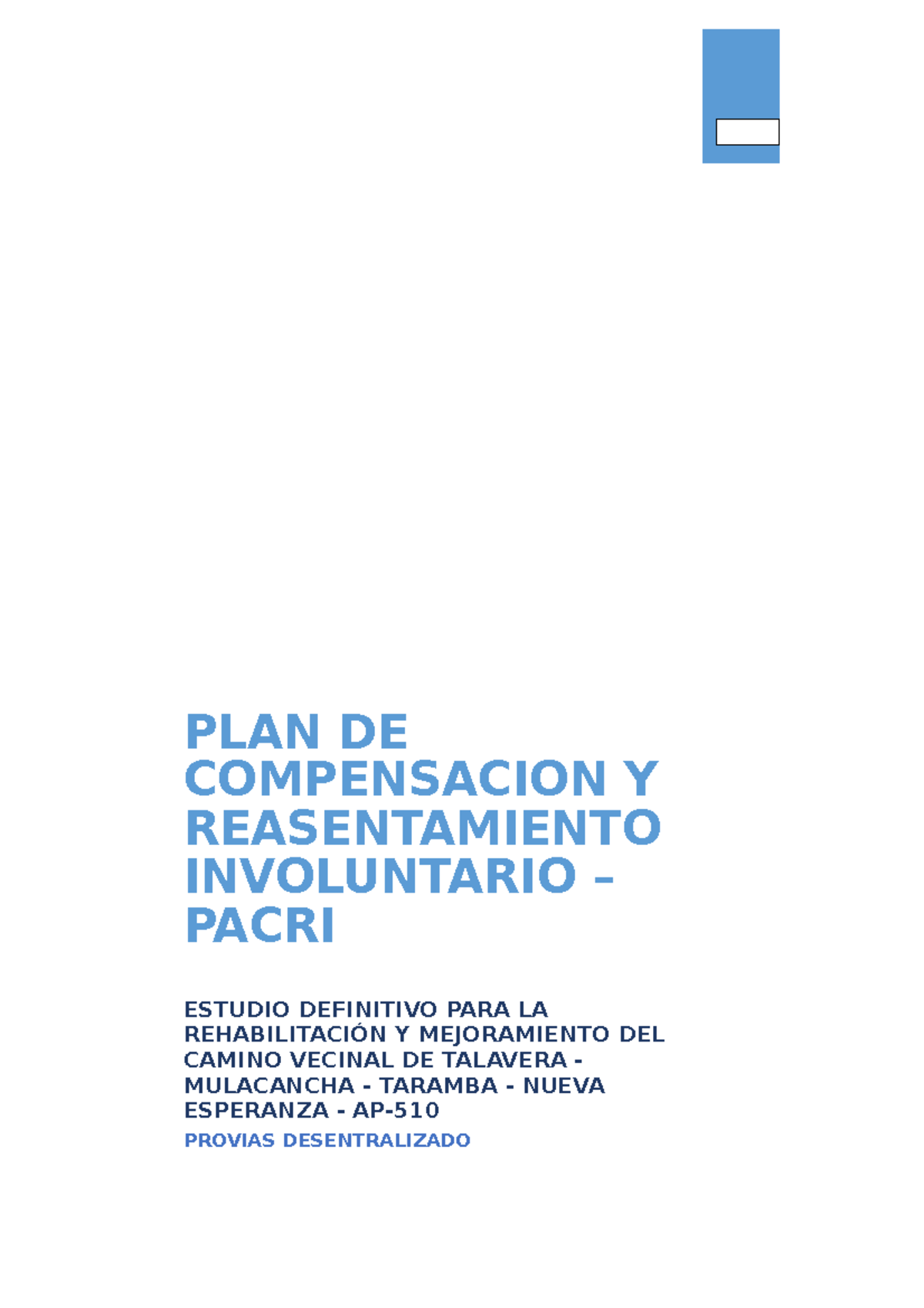 Pacri Talavera Implementacion BM 24012019 - PLAN DE COMPENSACION Y ...