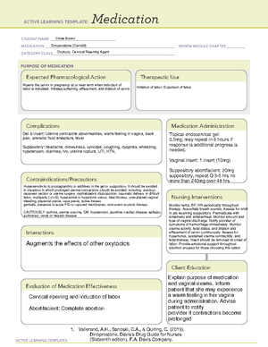 Methergine - Drug card - ACTIVE LEARNING TEMPLATES Medication STUDENT ...