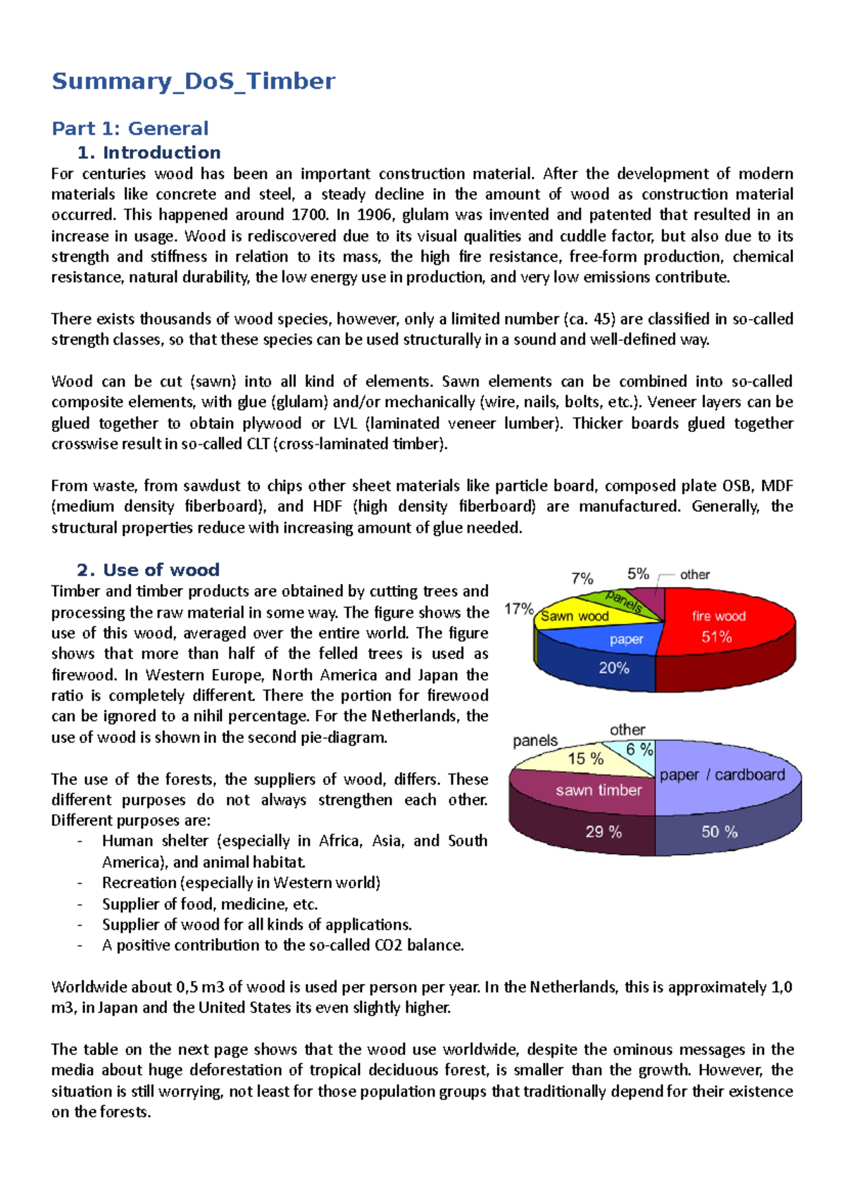 3 Summary Timber - Summary_DoS_Timber Part 1: General Introduction For ...