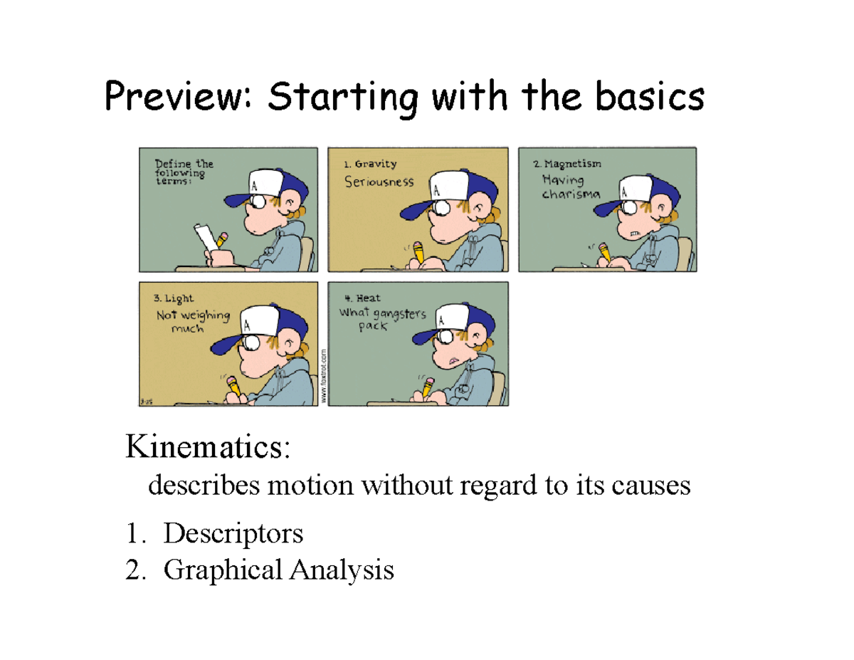 2. Kinematics variables - Preview: Starting with the basics ...