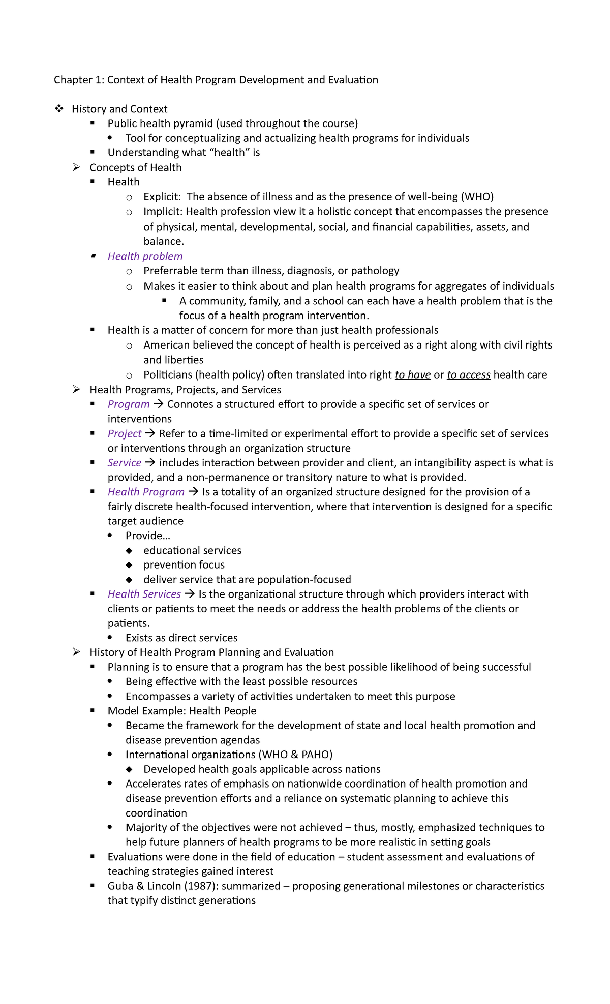 CH. 1 - Chapter 1 from Wells textbook - Chapter 1: Context of Health ...