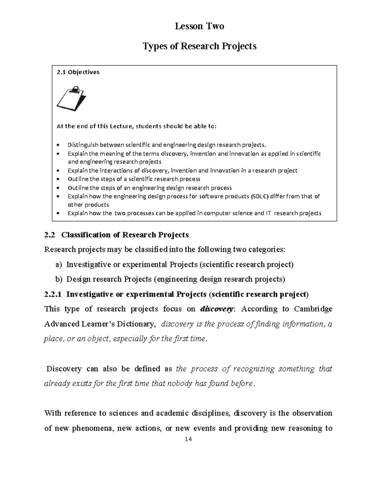 Lecture 2 types of research projects - Lesson Two Types of Research ...